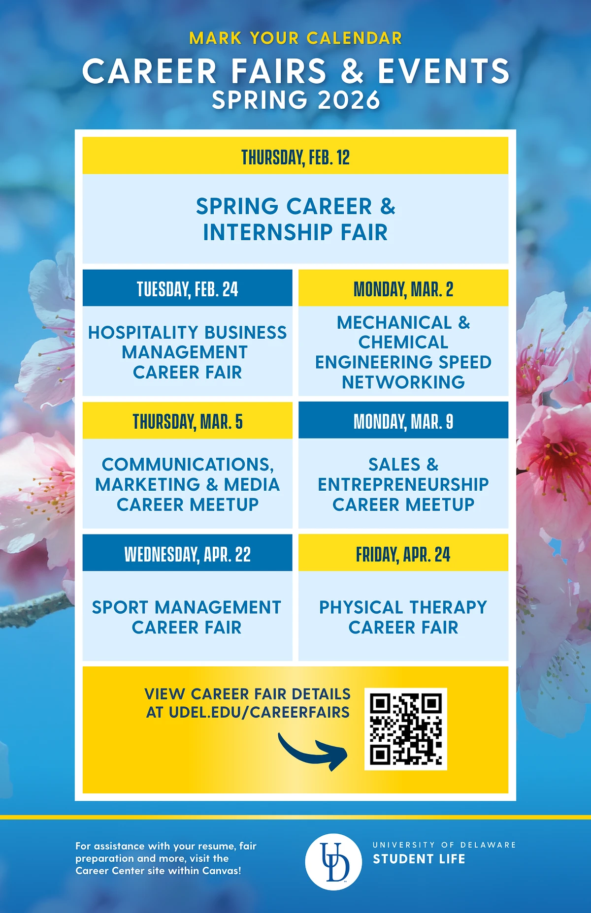 Spring 2026 Career Fairs & Events | The Blue Hen Family Hub