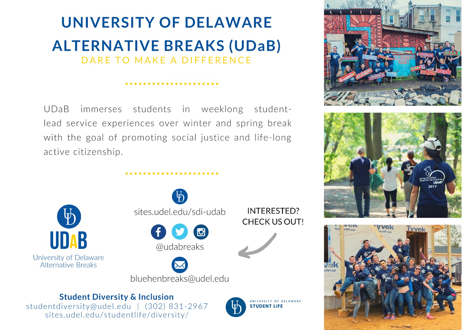 UD Alternative Breaks (UDaB) | The Blue Hen Family Hub